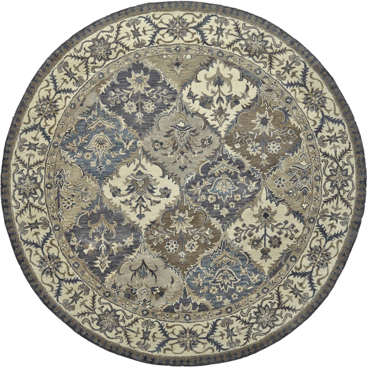 Eaton Traditional/French & Victorian Blue/Gray/Taupe Round Rug – Rug ...